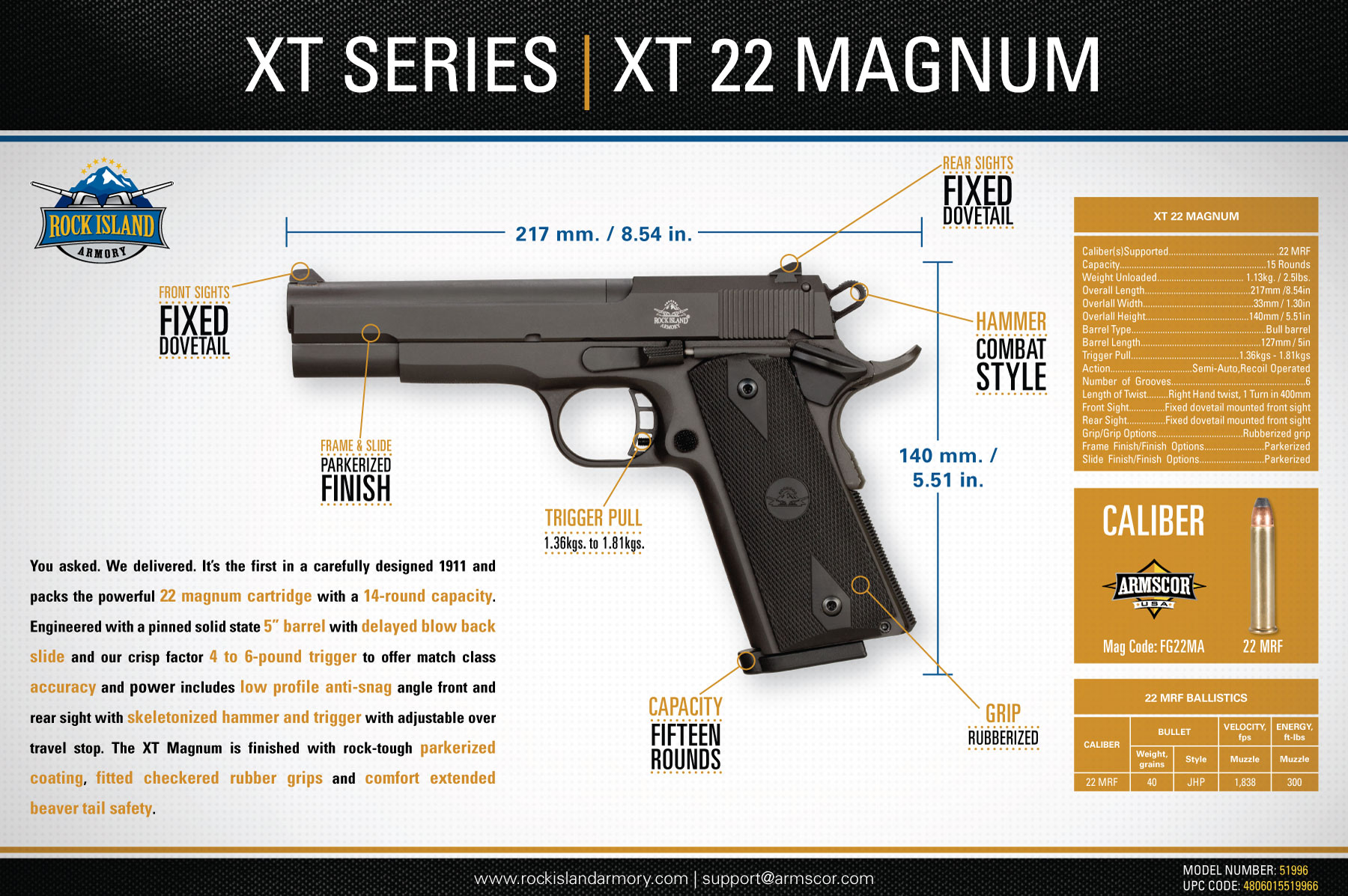 Rock Island XT-22 Magnum • Spotter Up
