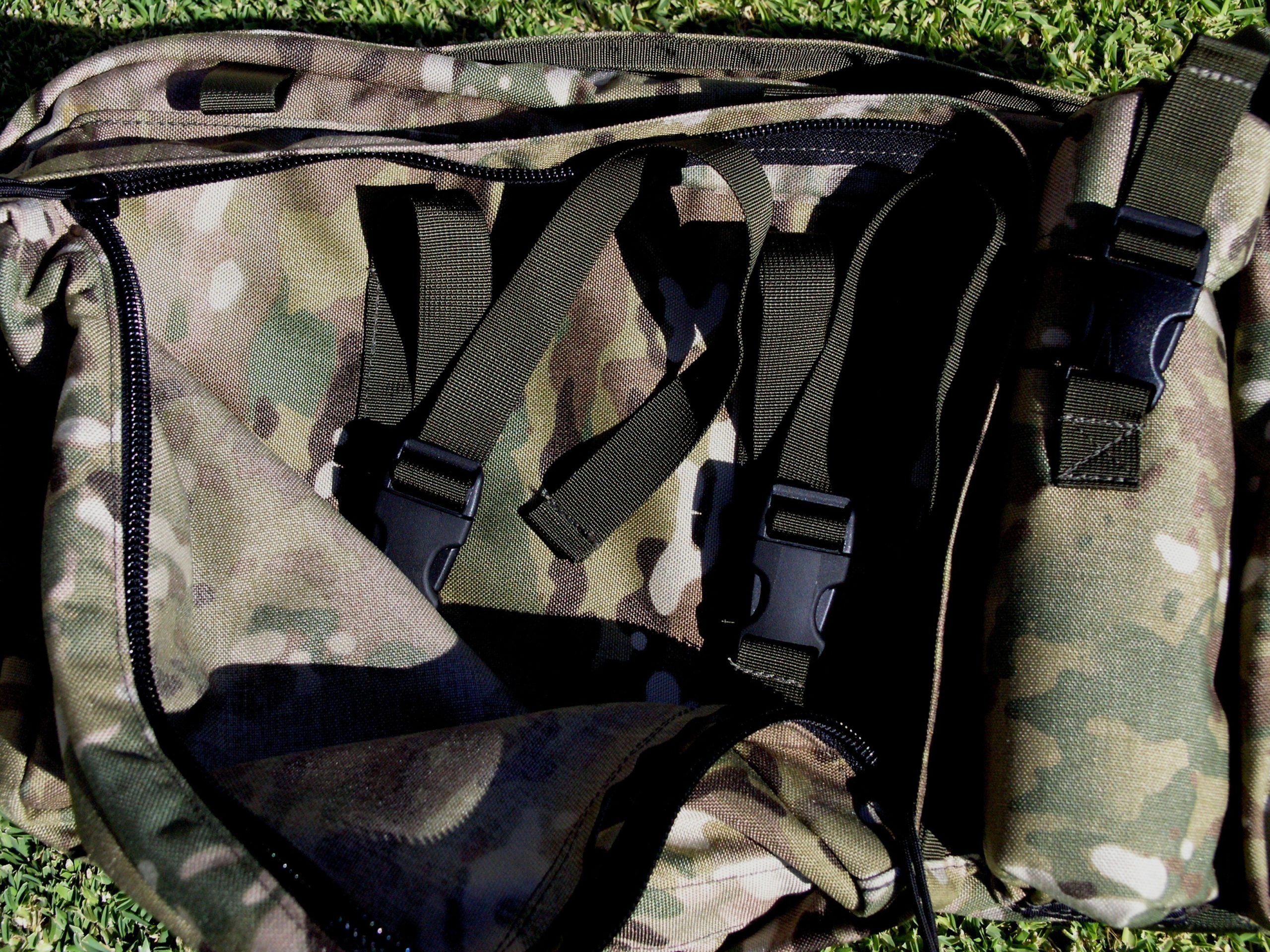 Tac Ops Gen 5 Drag Bag Rear Pocket Open and Suppressor Pocket • Spotter Up