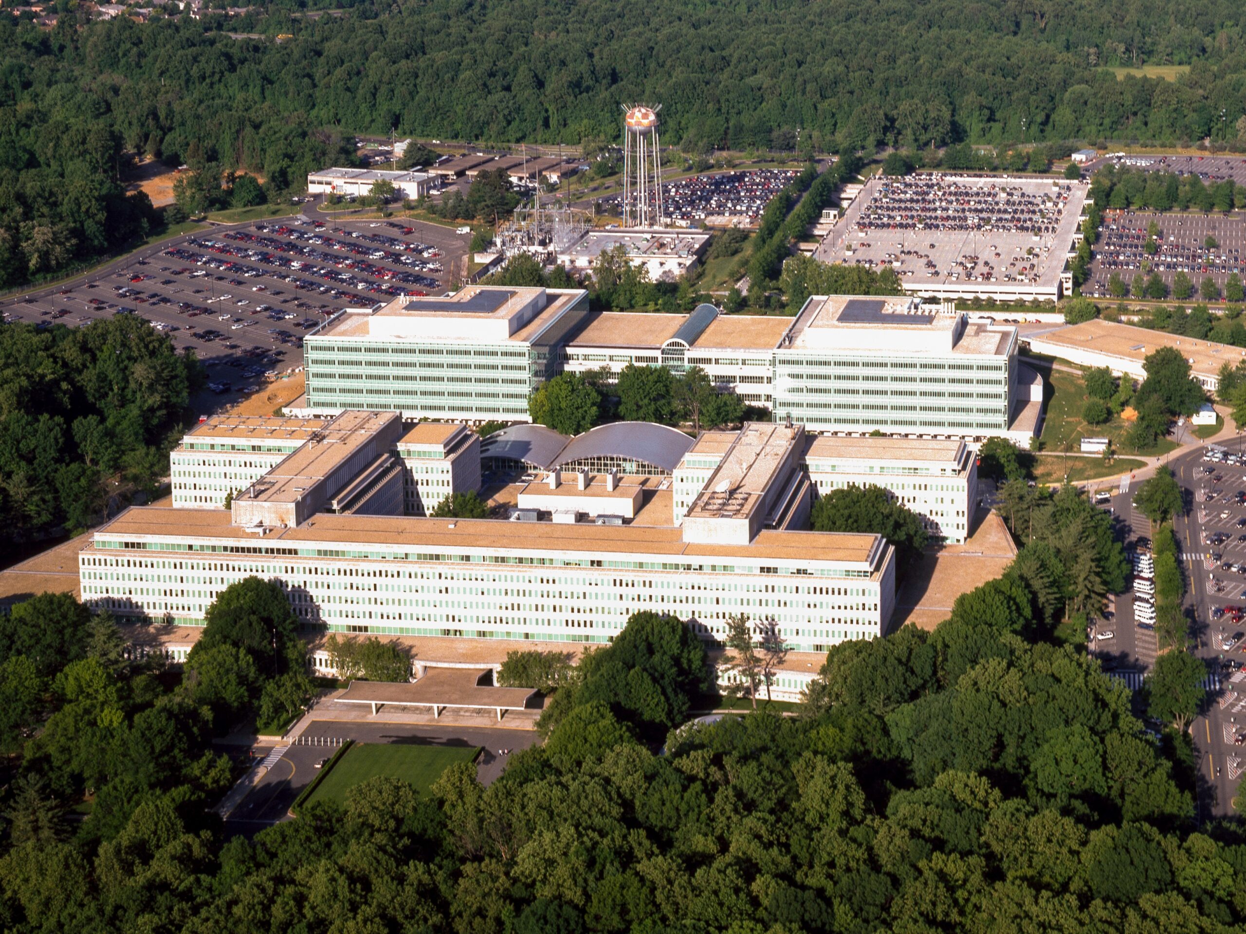Aerial view of the Central Intelligence Agency headquarters. • Spotter Up