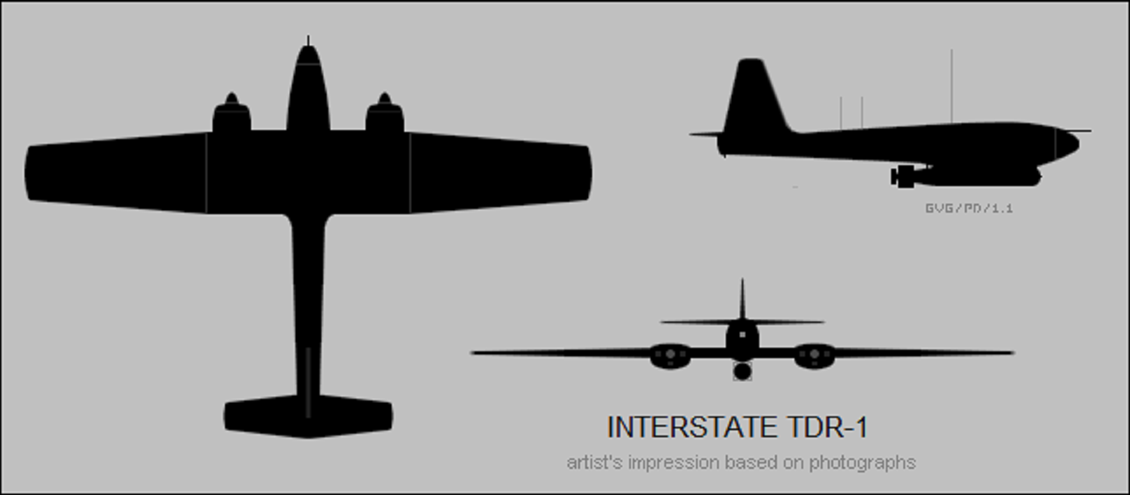 Interstate_TDR-1_three-view_silhouette • Spotter Up